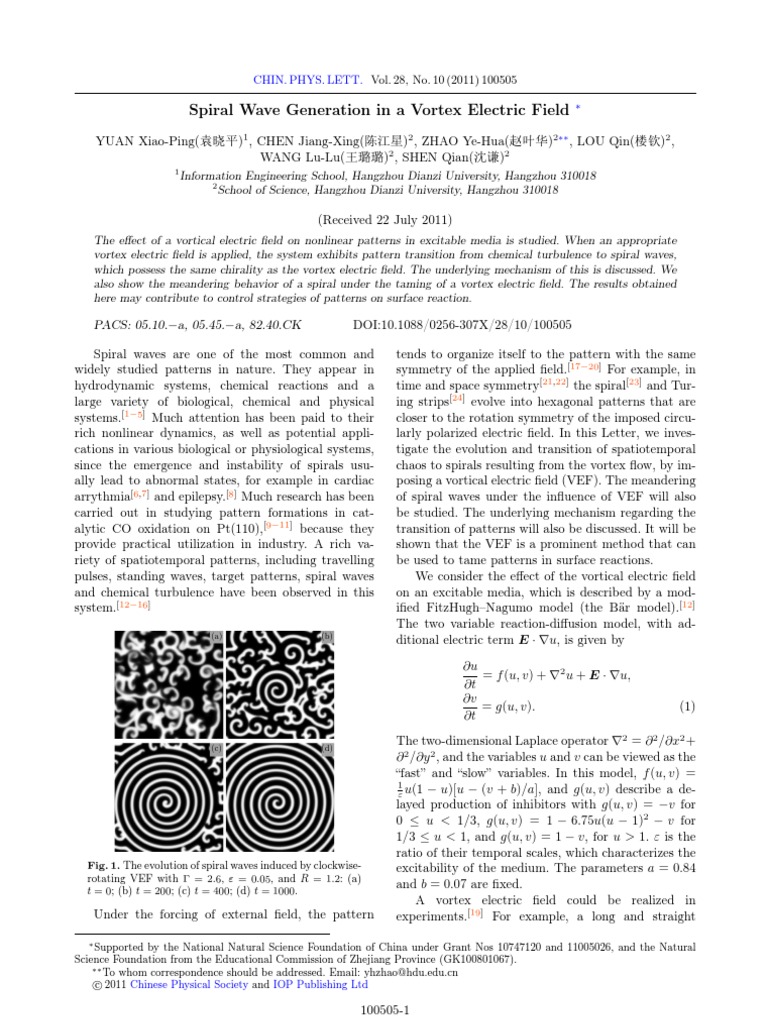 Yuan Xiao-Ping Et Al - Spiral Wave Generation in A Vortex Electric ...