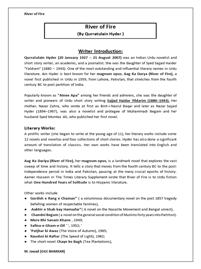 River of Fire Notes by Jawad | PDF