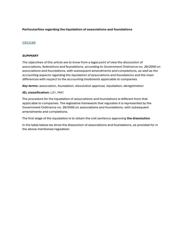 Liquidation of Associations and Foundations | PDF | Government Budget ...