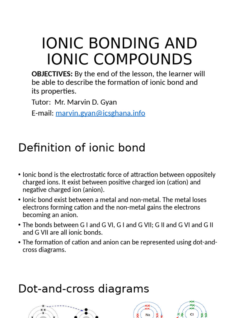 IONIC BONDING AND IONIC COMPOUNDS | PDF