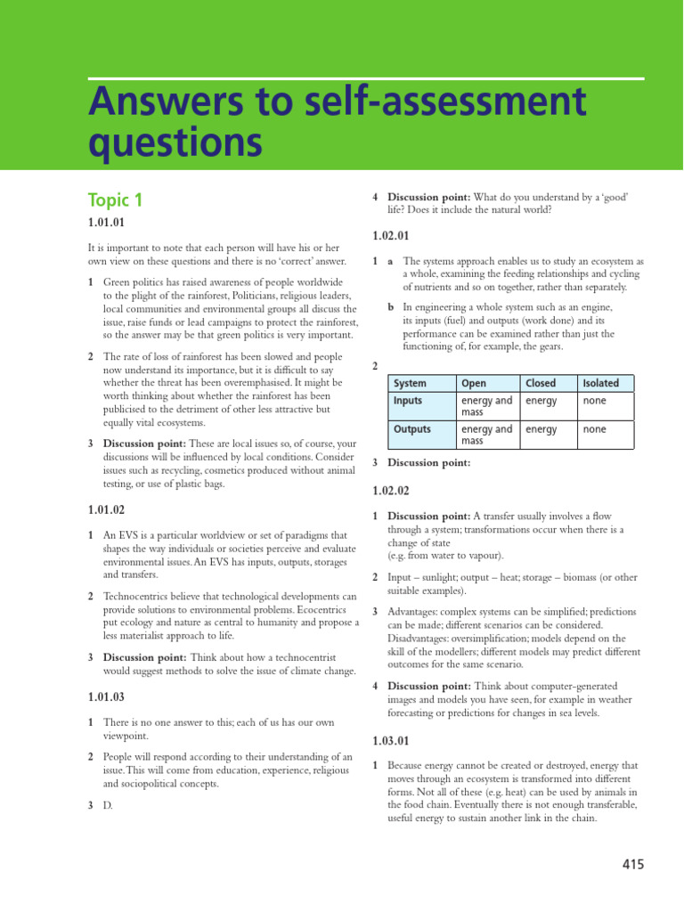 IB Ess2tr Assess SAQs | PDF