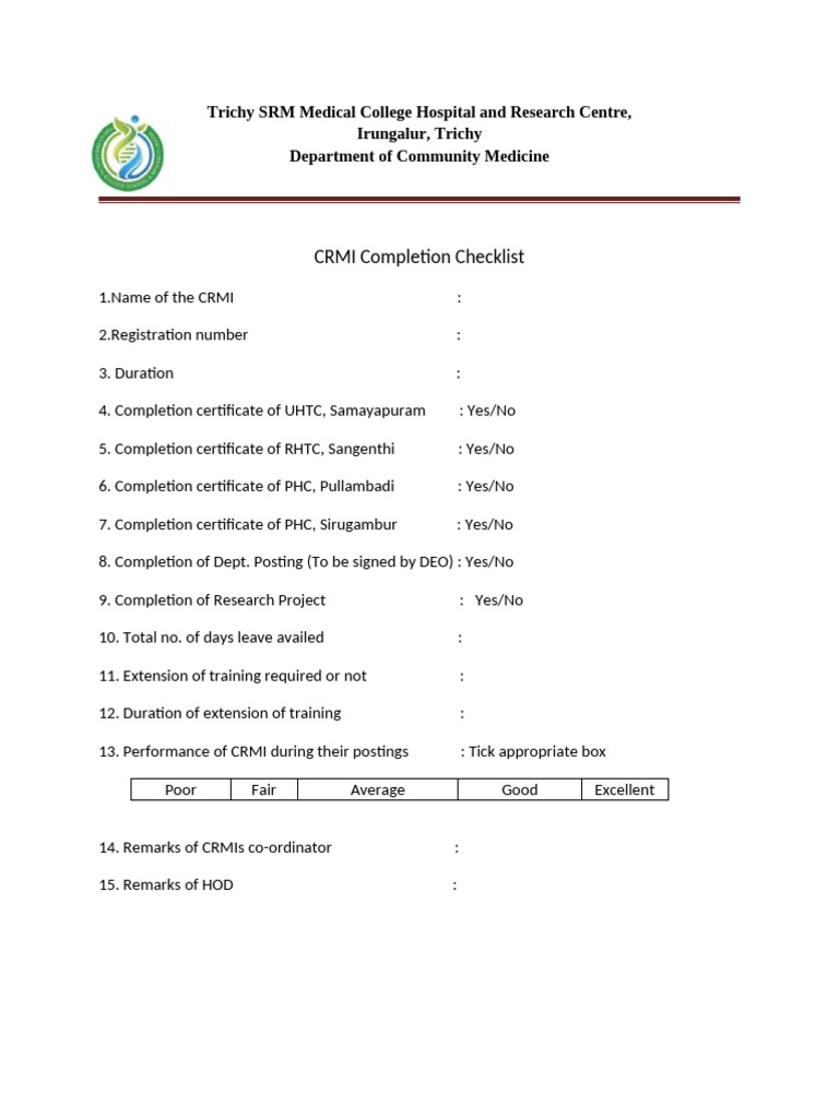 CRMI Completion Form | PDF | Career & Growth