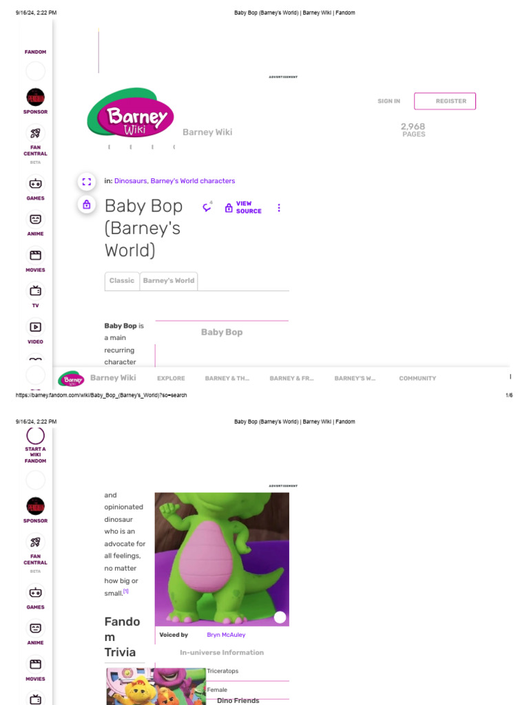 Baby Bop (Barney's World) - Barney Wiki - Fandom | PDF