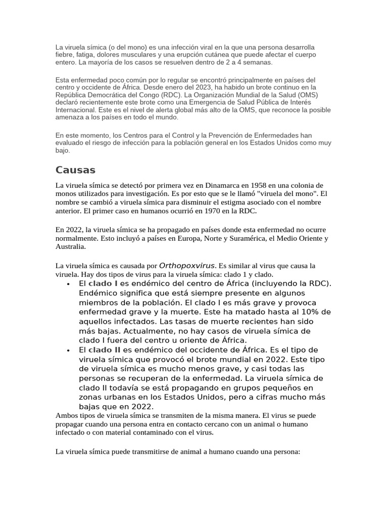 La Viruela Símica | PDF