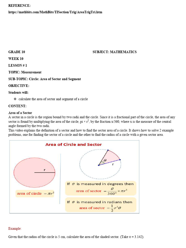 Grade 10 Mathematics Week 10 Lesson 1 | PDF