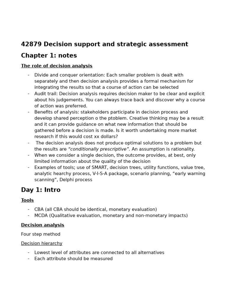 Decision Support and Strategic Assesment | PDF