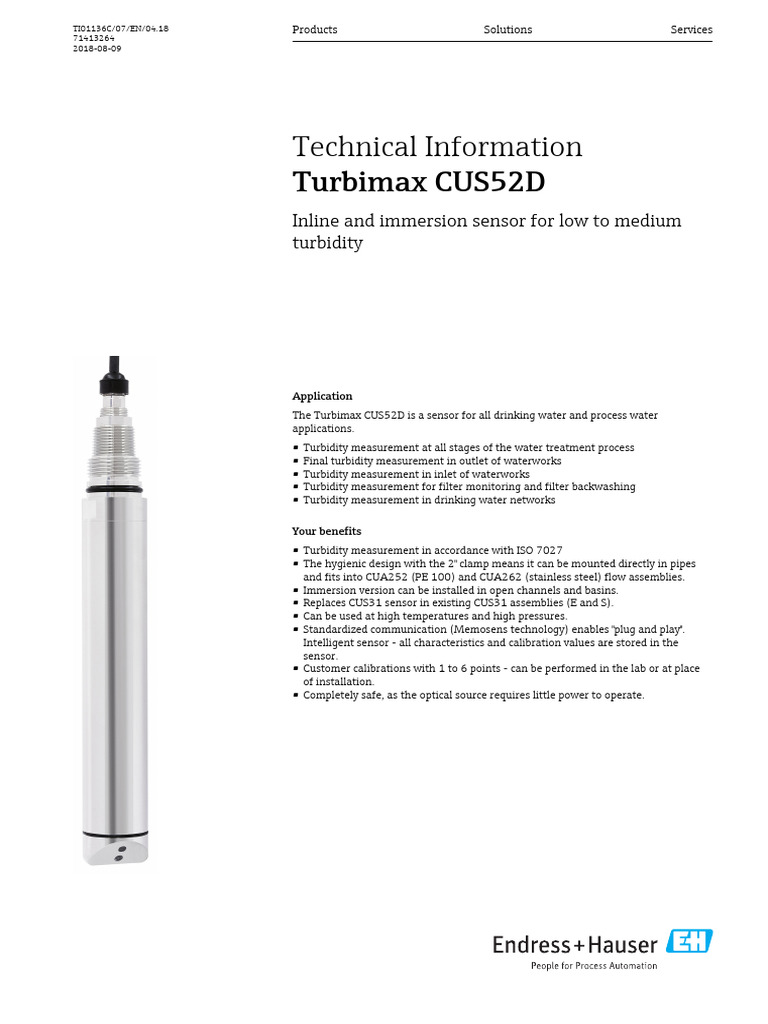 CUS52D Turbidity Sensor | PDF