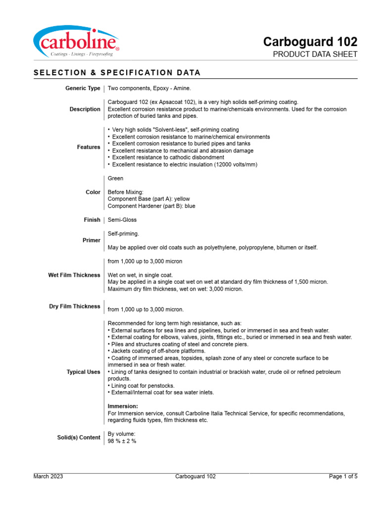 Carboguard 102 PDS | PDF