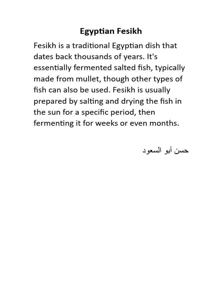 Egyptian Fesikh | PDF