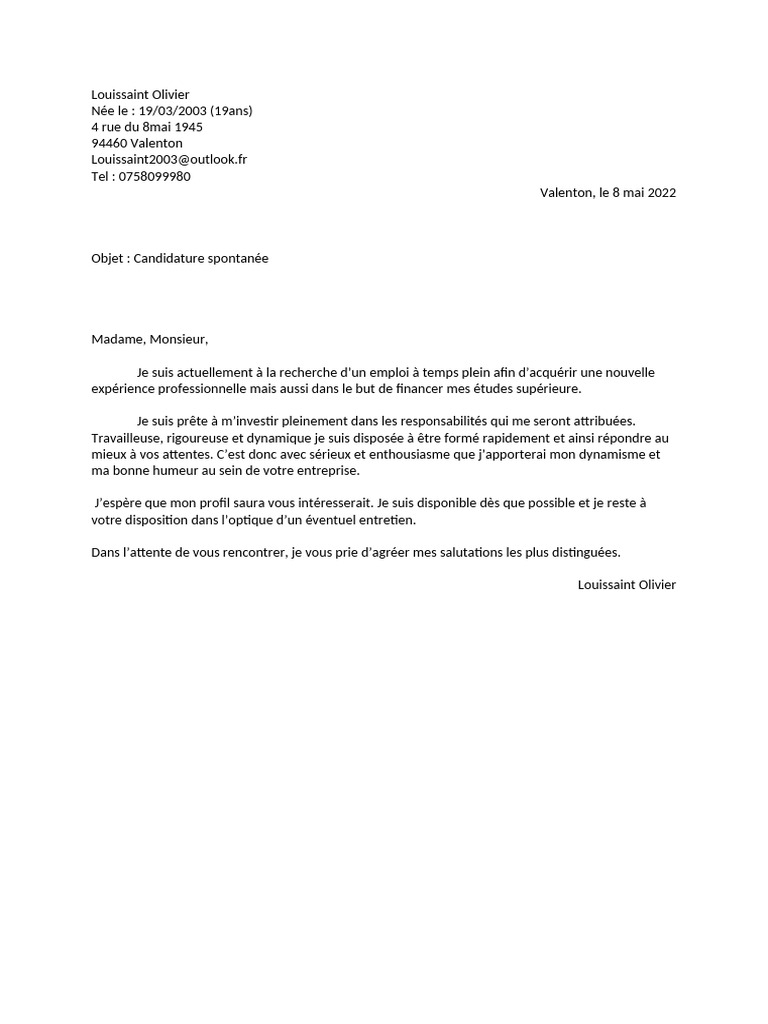 Lettre de Motivation Jdud | PDF