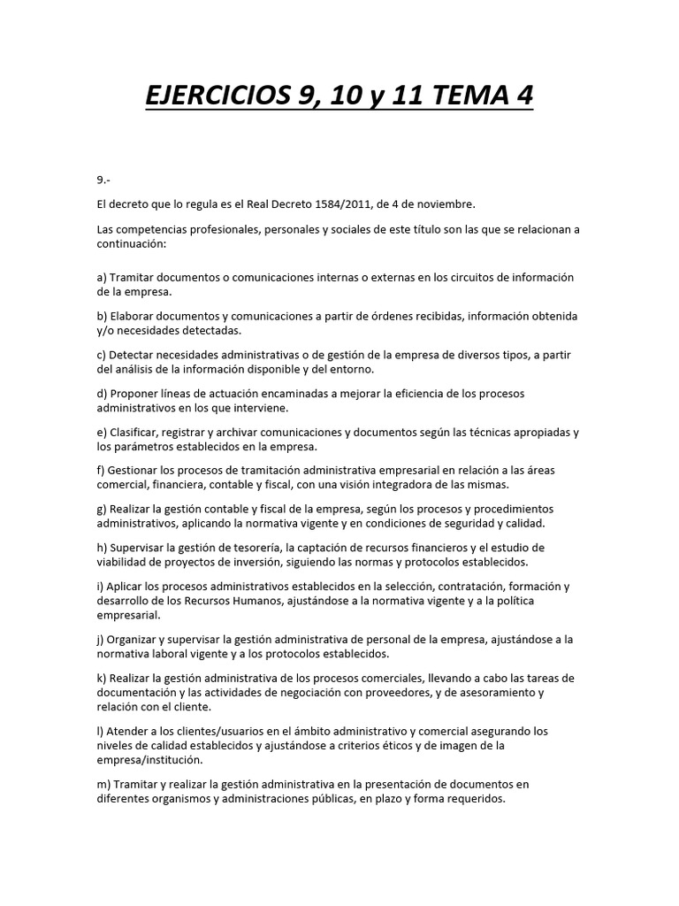 EJERCICIOS Tema 4 RRHH | PDF