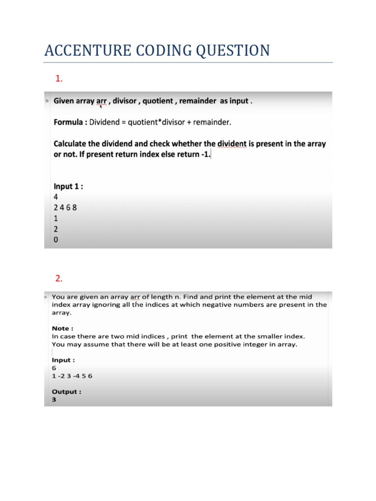 Accenture Coding Question | PDF