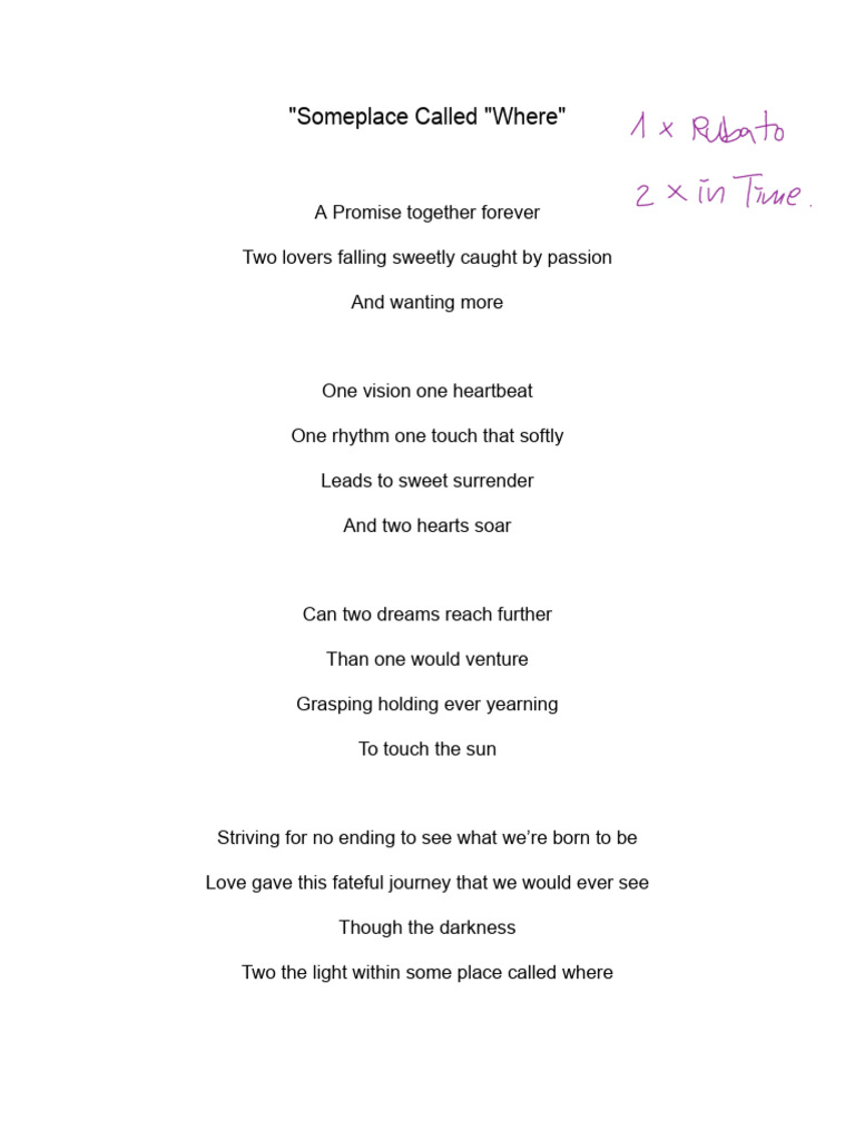 Someplace Called Where Lyrics 2 | PDF