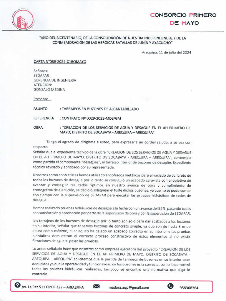 CARTA N°039-2024-C1ROMAYO | PDF