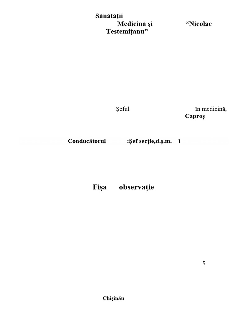 Fisa Pacientului Traumatologie Melnic Nicolae, Balea Daniel | PDF