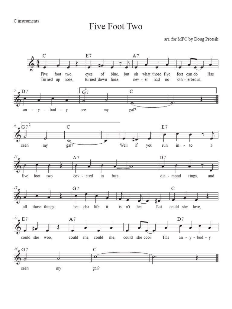 Five Foot Two C Score PDF