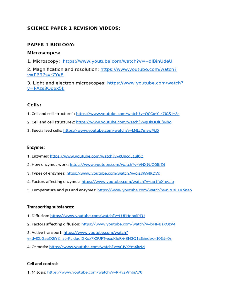 PAPER 1 Revision Videos | PDF