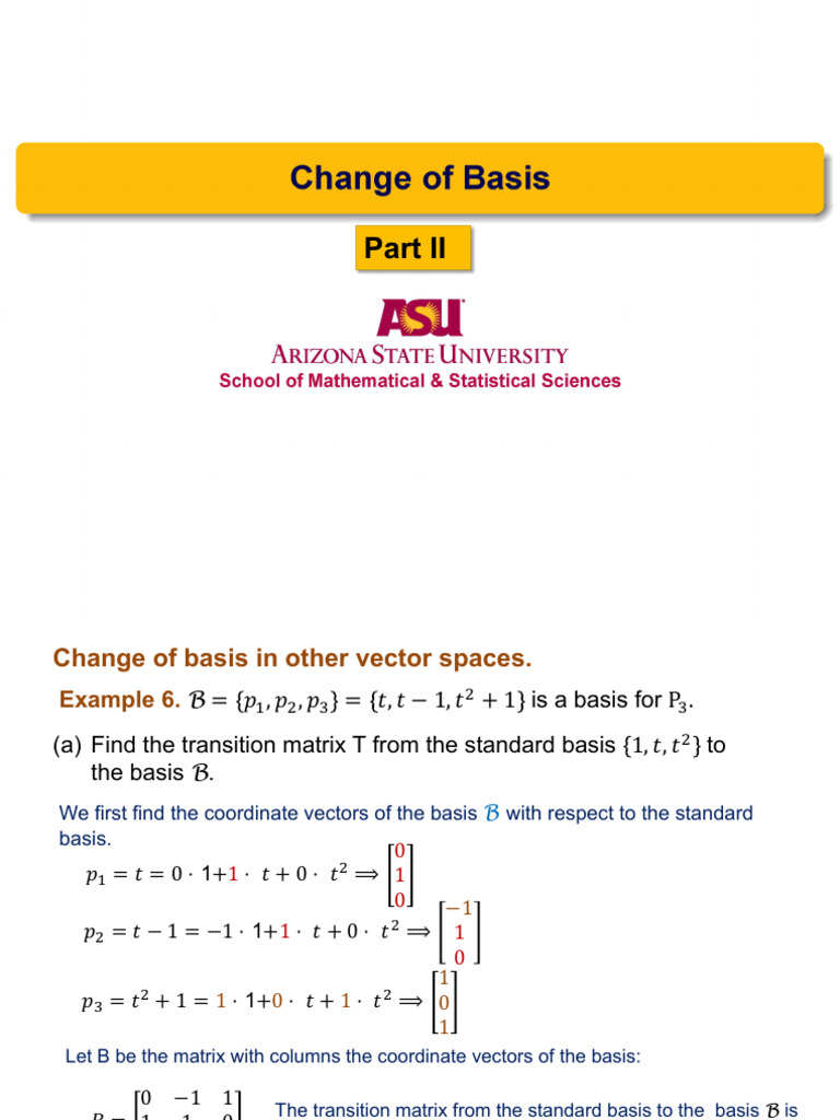 Linear Algebra Basis Transition | PDF | Basis (Linear Algebra) | Matrix ...
