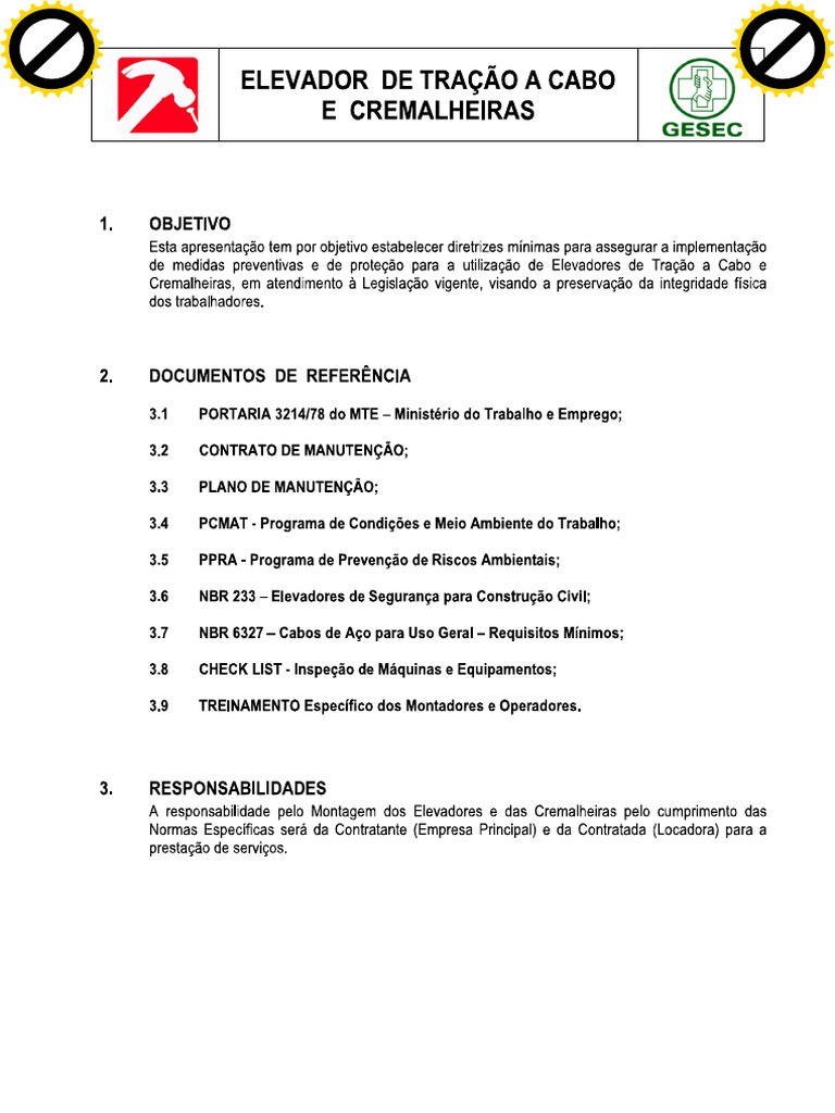 Microsoft Word - Elevador A Cabo e Cremalheira | PDF