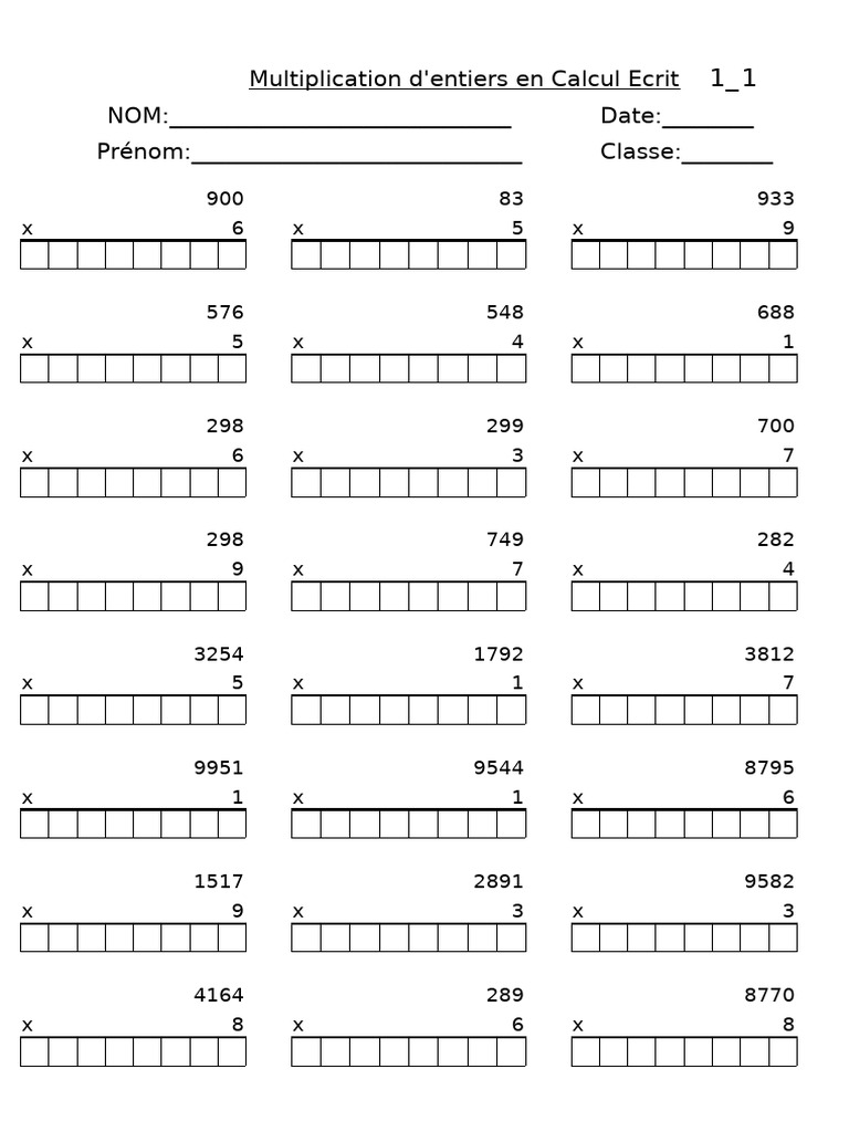 Multiplications en Calcul Écrit 2 | PDF