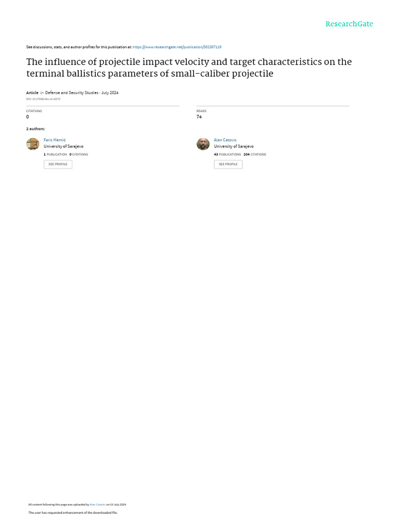 The Influence of Projectile Impact Velocity and Target Characteristics ...