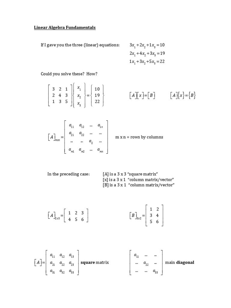 Linear Algebra Notes | PDF