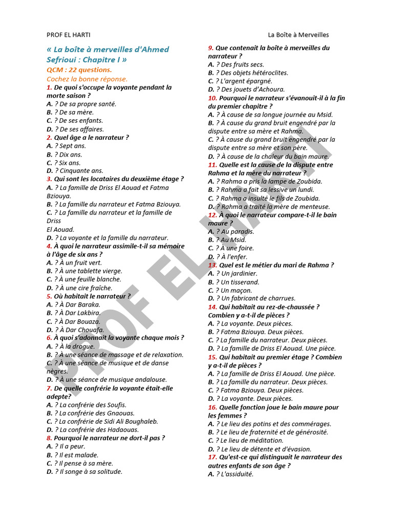 QCM Chapitre 1 | PDF