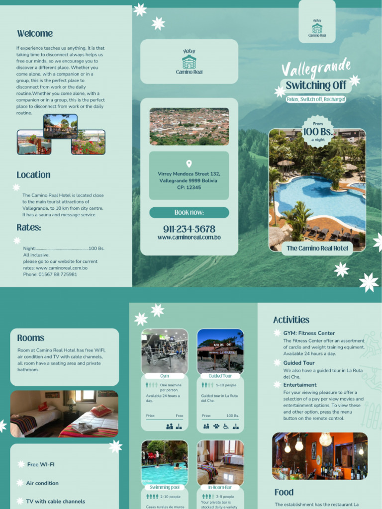 Folleto Tríptico Ofertas Alojamiento Rural Orgánico Verde | PDF