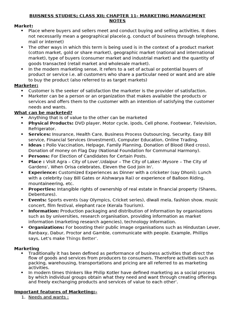 Marketing Notes Edited | PDF