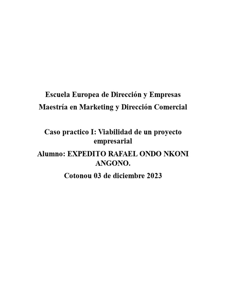 Caso Practico VIABILIDAD DE UN PROYECTO EMPRESARIAL | PDF | Contabilidad | Hoja de balance