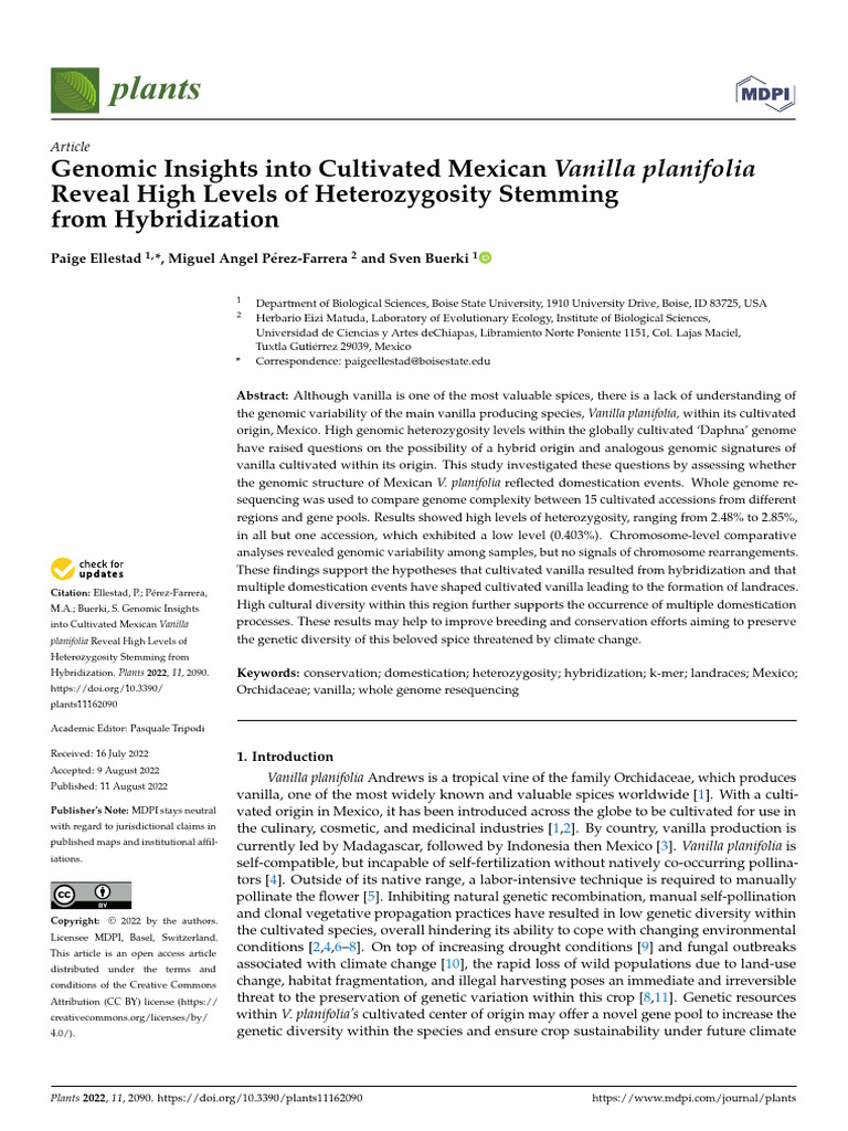 Plants: Genomic Insights Into Cultivated Mexican Reveal High Levels of ...