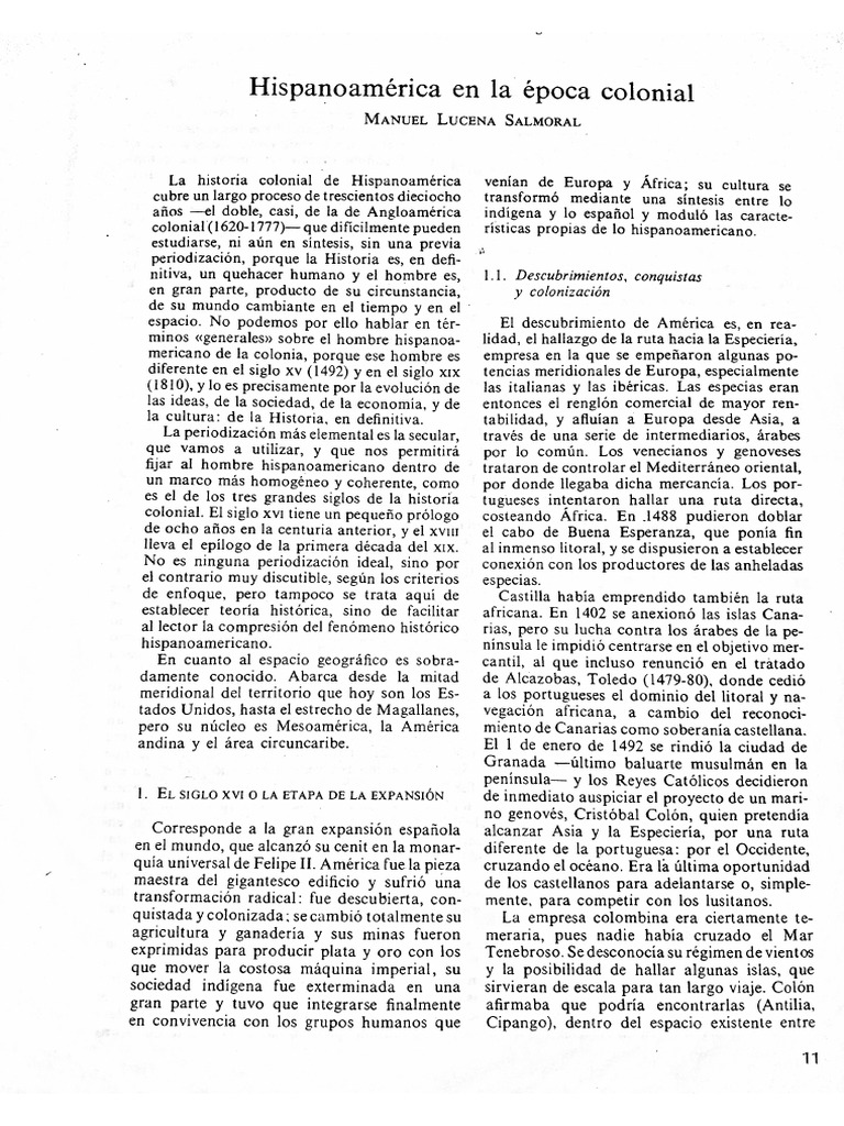 Hispanoamerica en La Epoca Colonial | PDF
