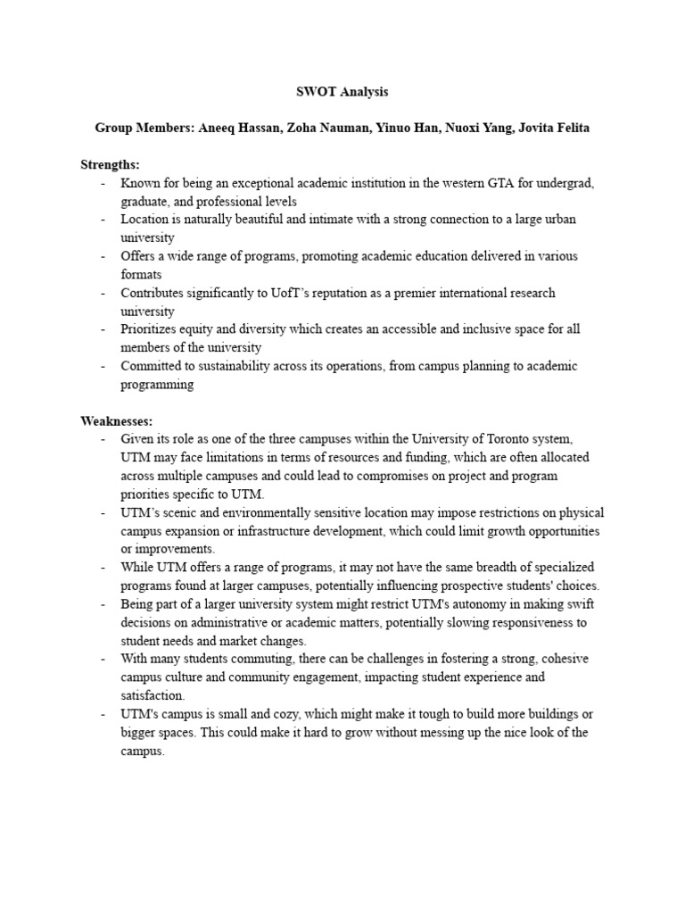 SWOT Analysis - Weighted Scoring | PDF