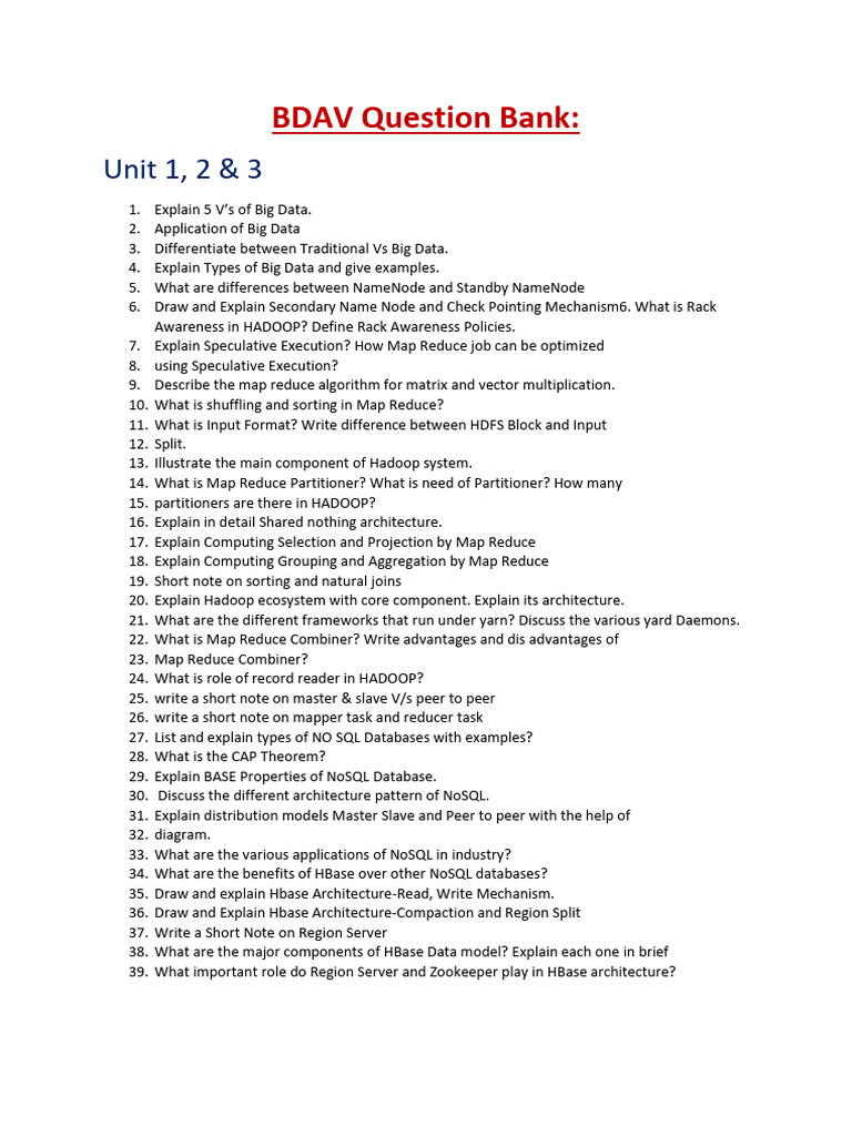 BDAV Question bank | PDF