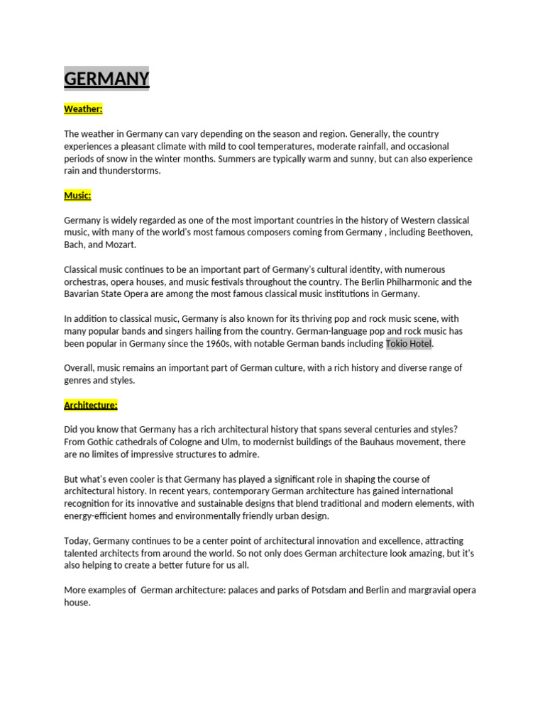 Germany English Project | PDF