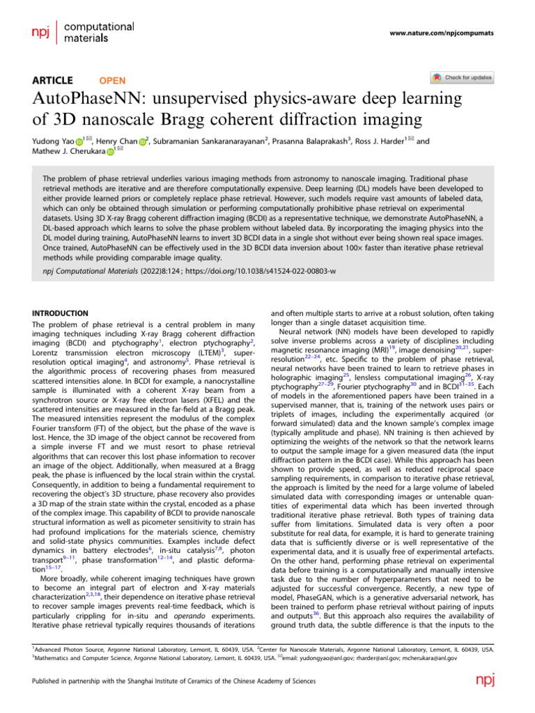 AutoPhaseNN - Unsupervised Physics-Aware Deep Learning of 3D Nanoscale Bragg Coherent ...