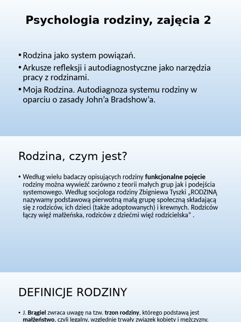 Psychologia Rodziny, Zajecia 2 I 3 .... | PDF