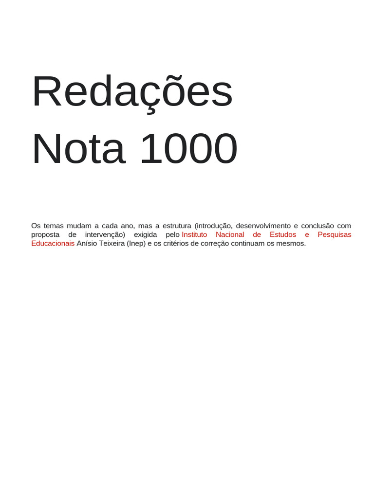 Redações Nota 1000 | PDF