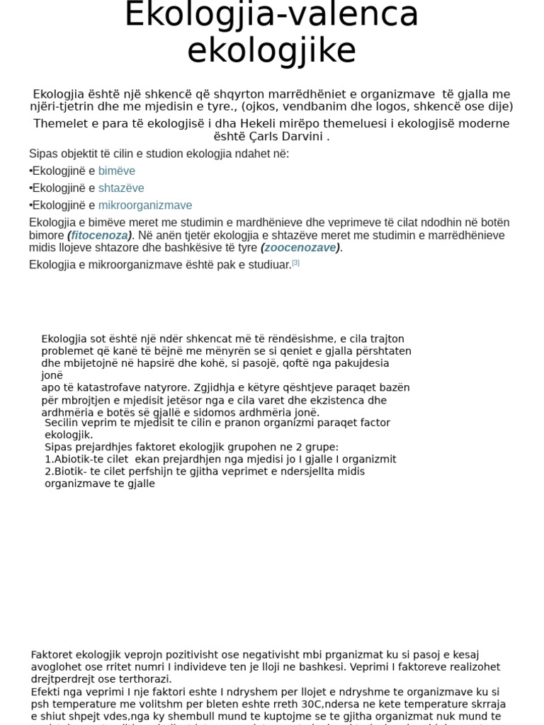 Ekologjia-Valenca Ekologjike | PDF