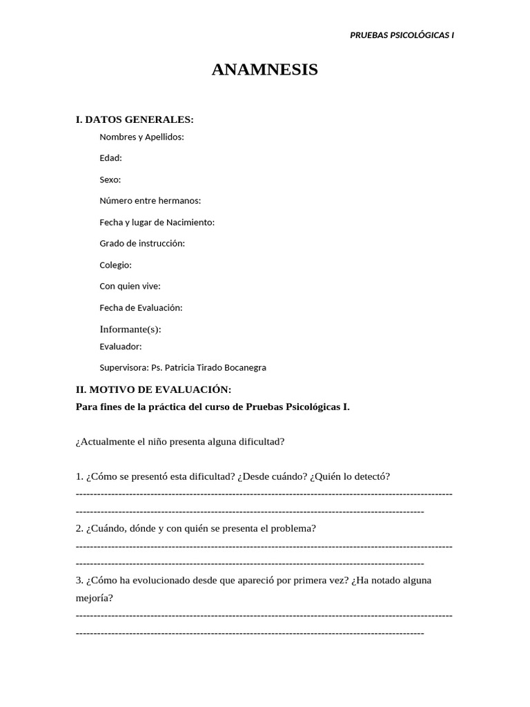 Anamnesis Niños | PDF | El embarazo | Parto