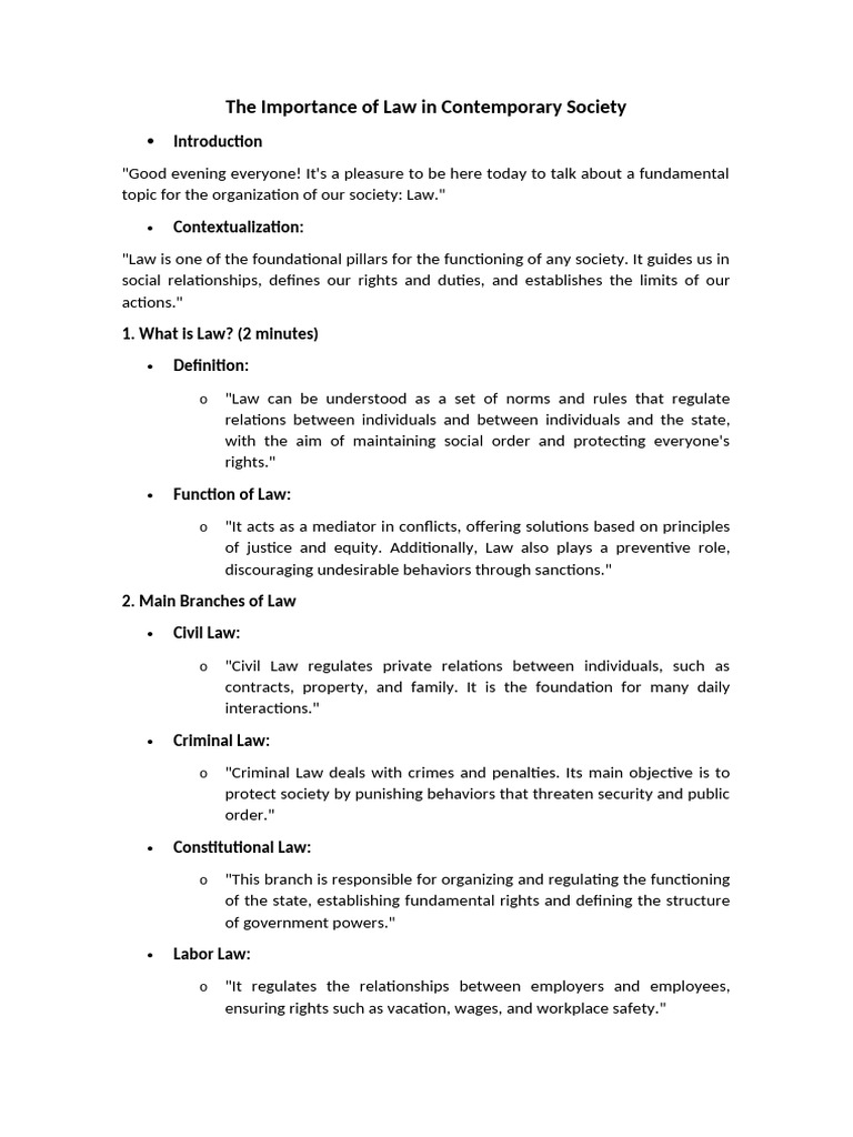 The Importance of Law in Contemporary Society - Palestra Interp ...