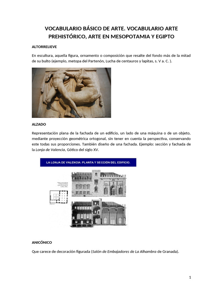 Vocabulario Básico de Arte | PDF | Perspectiva (Gráfica) | Escultura