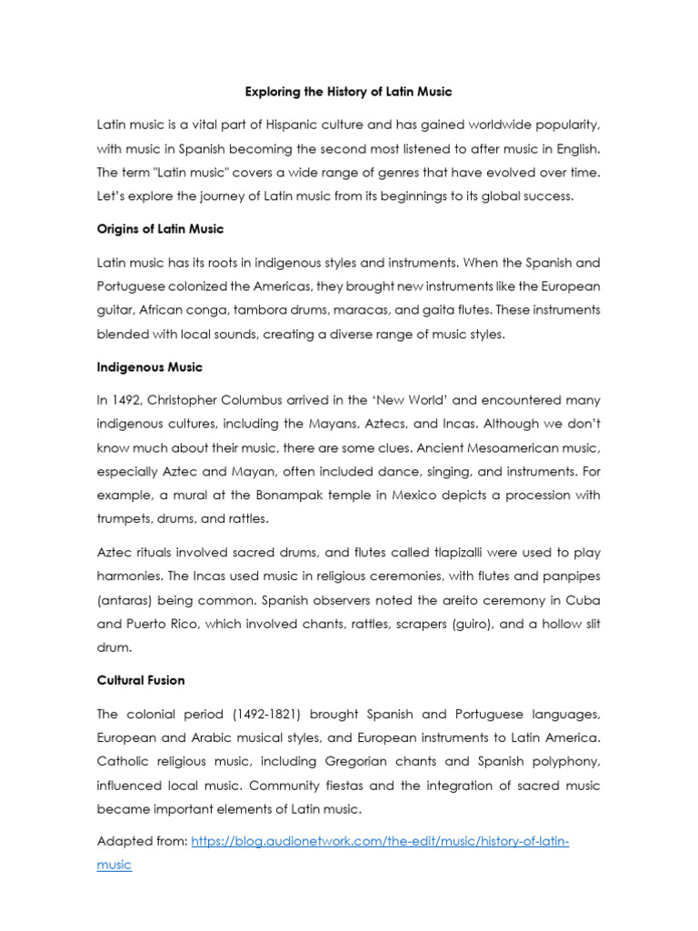 Exploring The History of Latin Music | PDF | Latin American Music ...