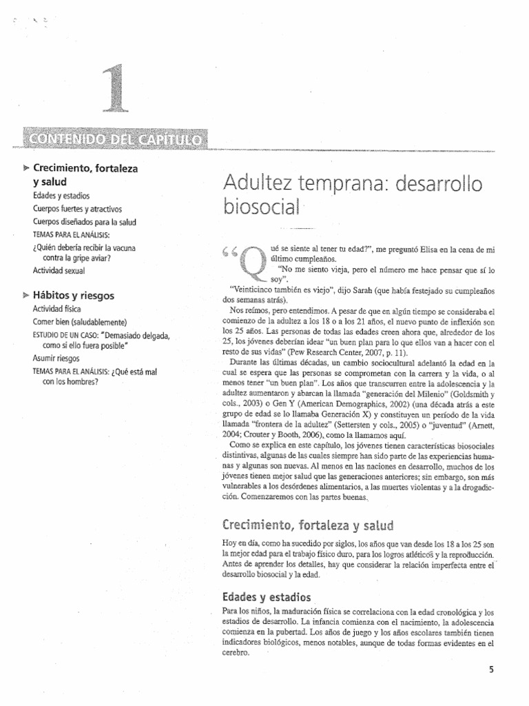 Lectura Desarrollo Físico - Adultez Temprana | PDF
