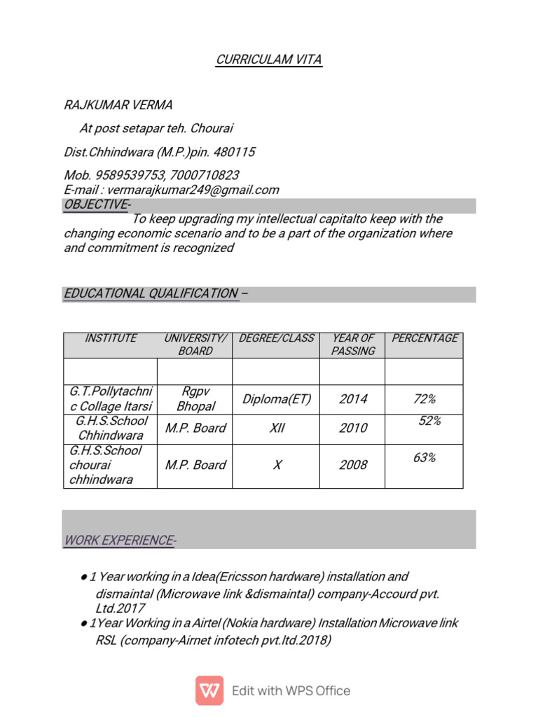 Rajkumar Verma - New - Updated - CV | PDF