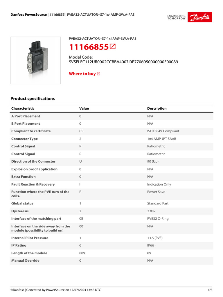 Danfoss Product Details 2024 07 17 | PDF