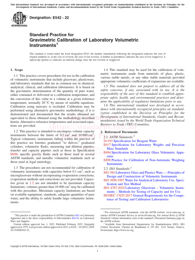 Astm E542 22 | PDF