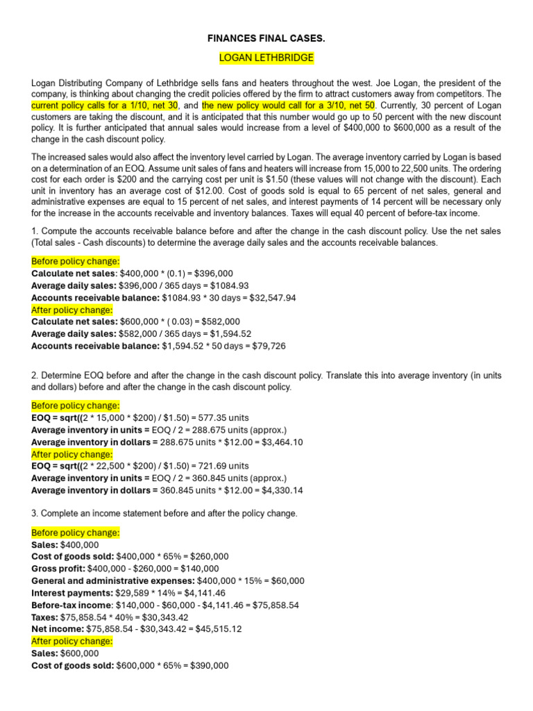 Finances Final Cases | PDF