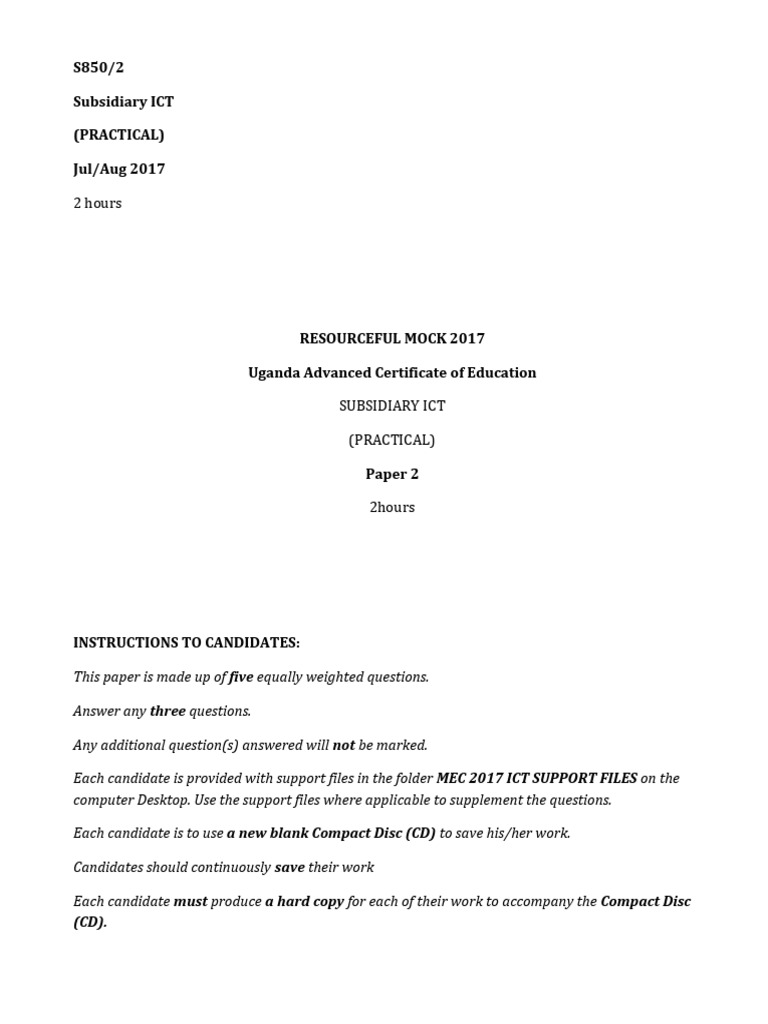 SUBSIDIARY ICT Paper 22 | PDF