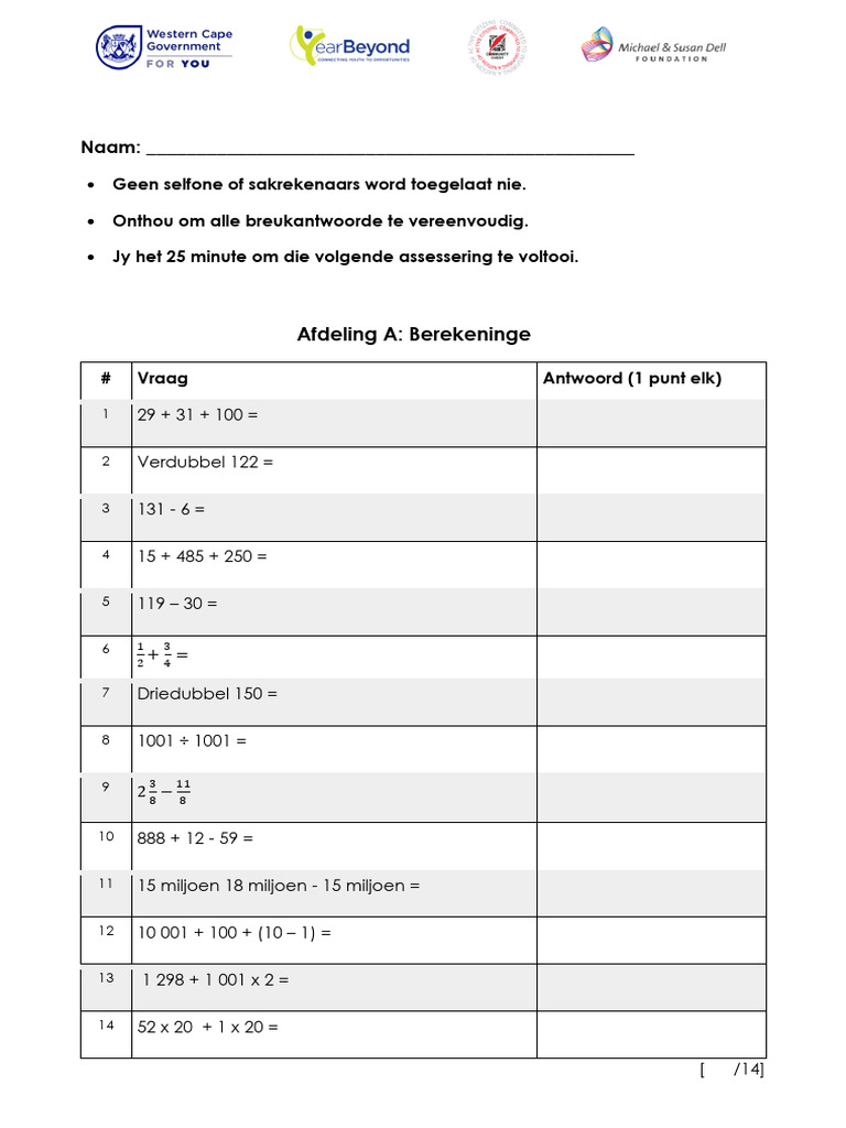 Maths Assessment Template 2023 AFR | PDF
